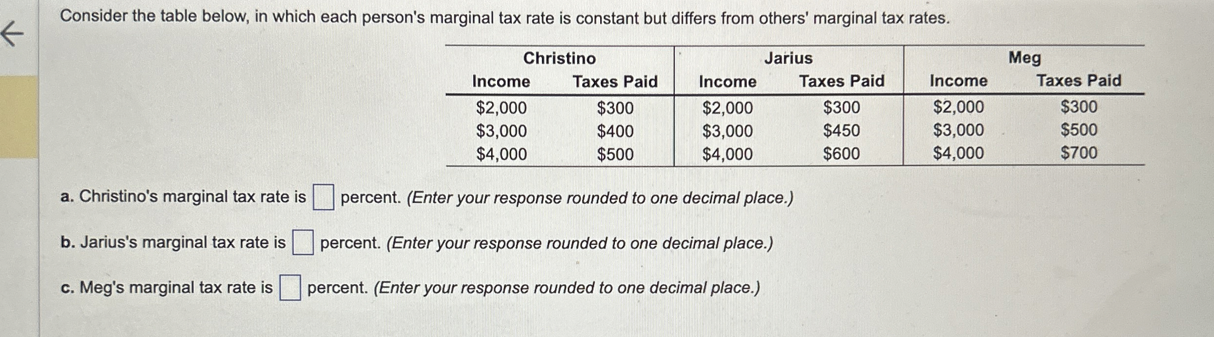 Consider the table below, in which each person's | Chegg.com