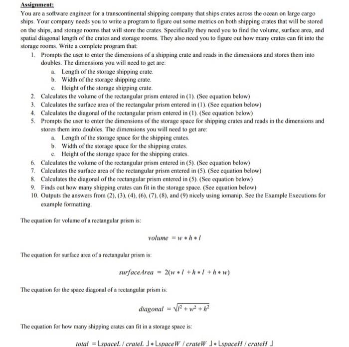 Solved Assignment: You are a software engineer for a | Chegg.com