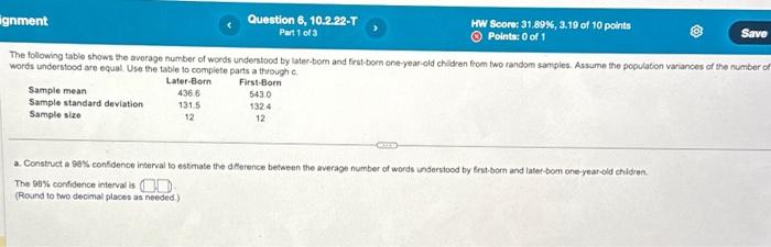Solved a. Construct a gas considence interval to estimate | Chegg.com