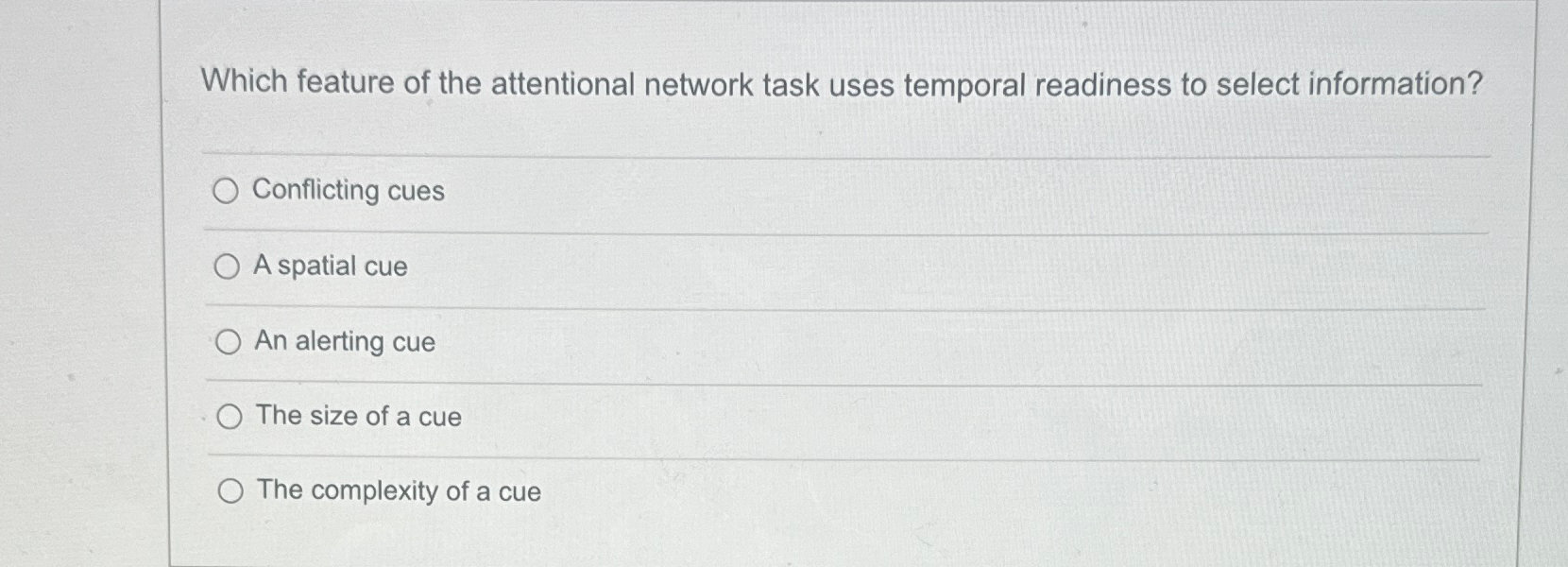 Solved Which feature of the attentional network task uses | Chegg.com
