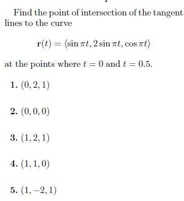 Solved Find the point of intersection of the tangent lines | Chegg.com