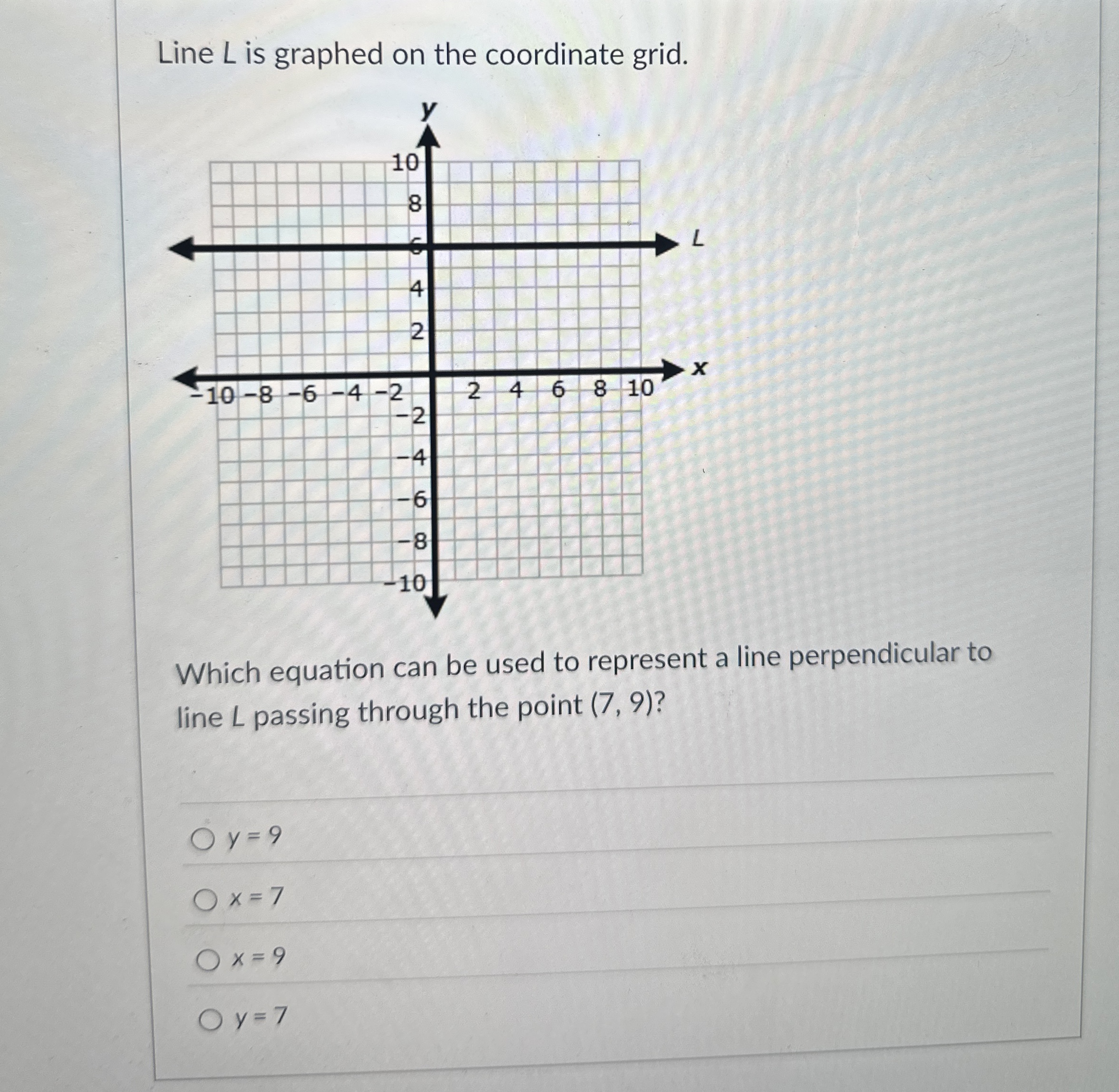 Solved Line L ﻿is graphed on the coordinate grid.Which | Chegg.com