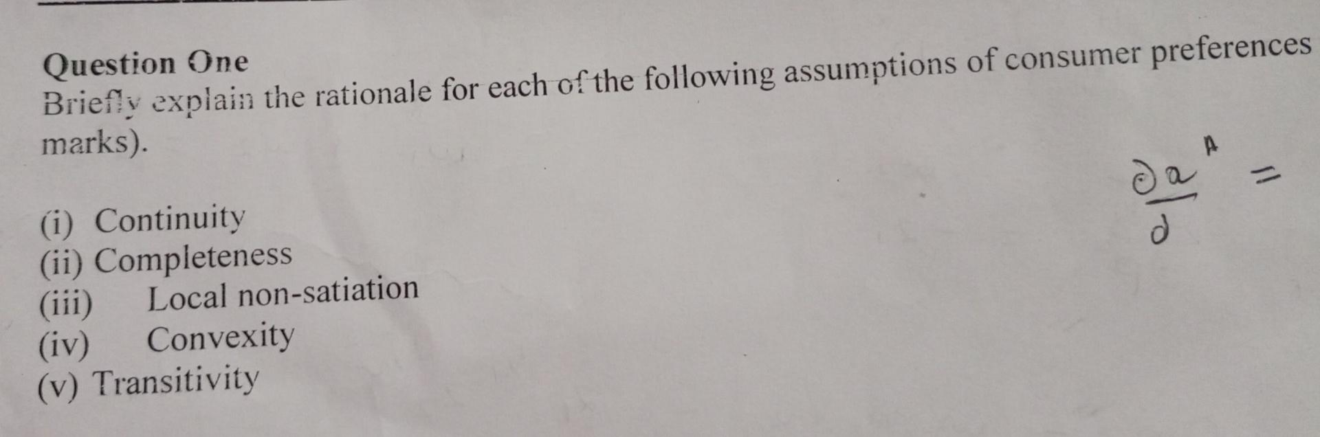 Solved Question One Briefly explain the rationale for each | Chegg.com