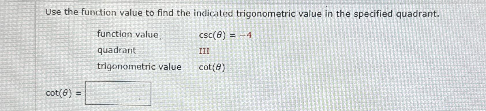 Solved Use the function value to find the indicated | Chegg.com