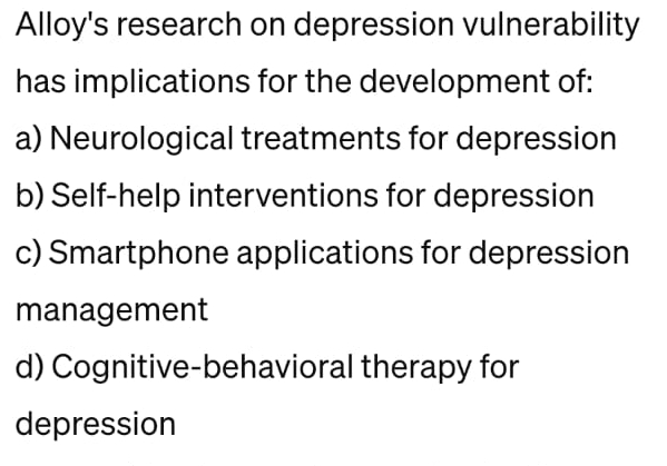 Solved psychology: Alloy's research on depression | Chegg.com
