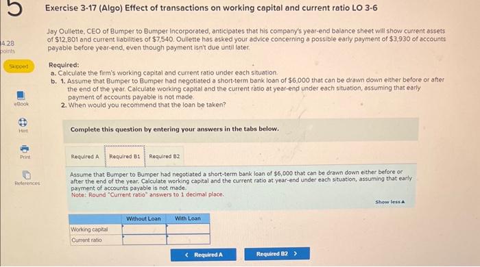 Solved Exercise 3-17 (Algo) Effect of transactions on | Chegg.com