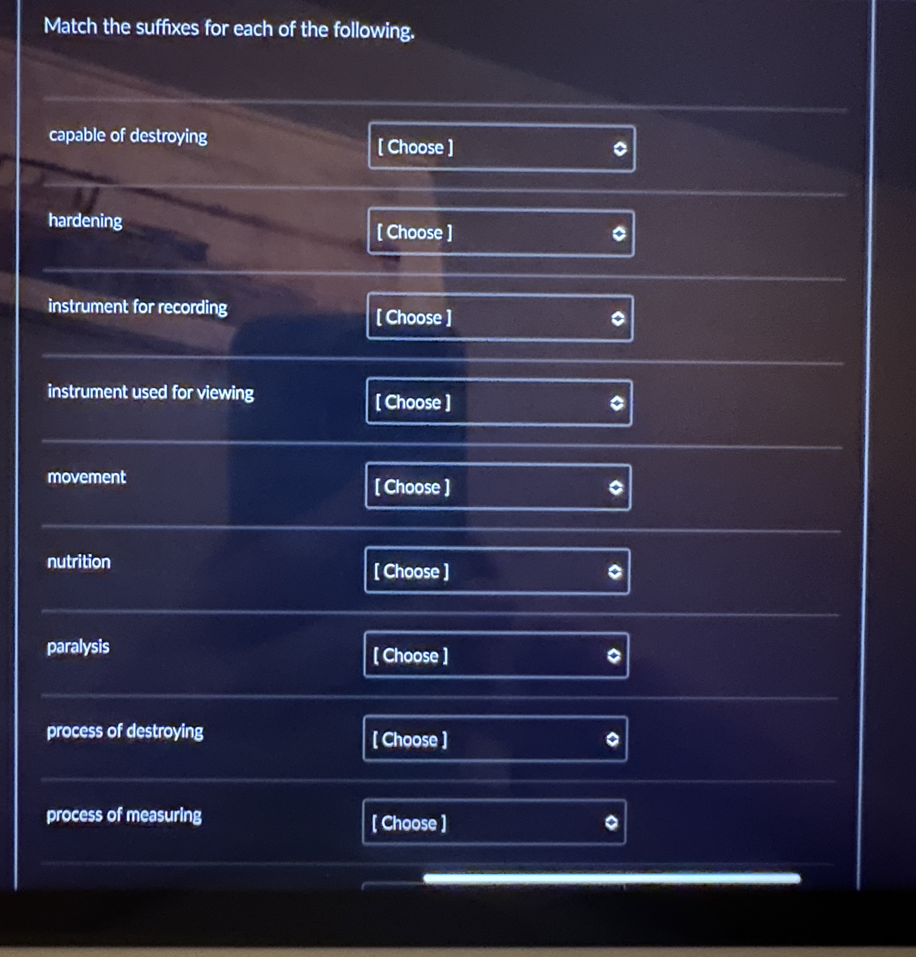 Solved Match the suffixes for each of the following.capable | Chegg.com