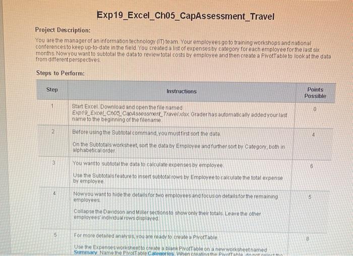 Solved Exp19_Excel_Ch05_CapAssessment_Travel Project | Chegg.com