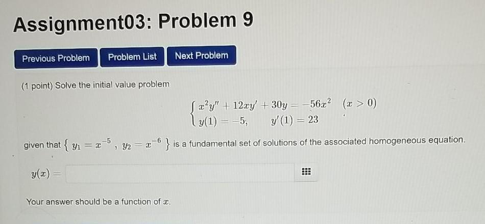Solved Assignment03 Problem 9 Previous Problem Problem List 8879