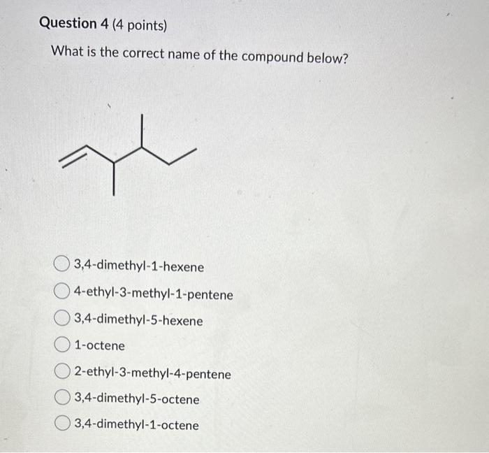Solved What is the correct name of the compound below? | Chegg.com