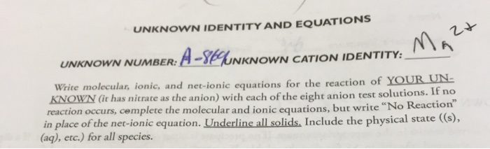 Solved UNKNOWN IDENTITY AND EQUATIONS MA UNKNOWN NUMBER: | Chegg.com