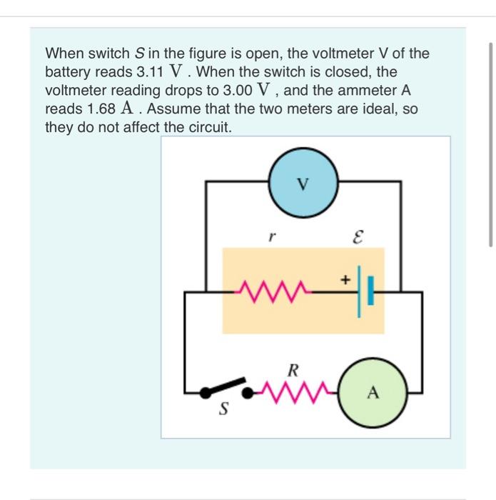 Solved When switch S in the figure is open, the voltmeter V | Chegg.com