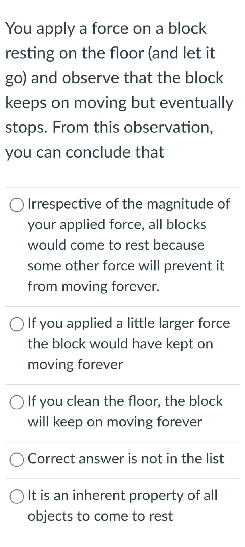 Solved You apply a force on a block esting on the floor (and | Chegg.com