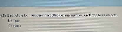 Solved Each of the four numbers in a dotted decimal number | Chegg.com