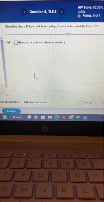 Solved Given that x has a Poisson distribution with μ=3, | Chegg.com