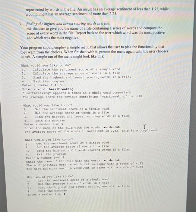 The Assignment For this project, you will implement a | Chegg.com