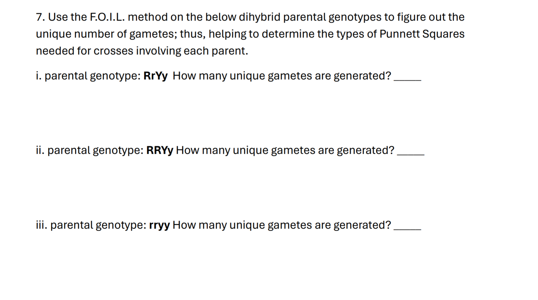Solved Use the F.O.I.L. ﻿method on the below dihybrid | Chegg.com