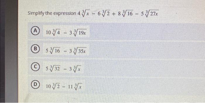 Solved Simplify the expression 43x−632+8316−5327x (A) | Chegg.com