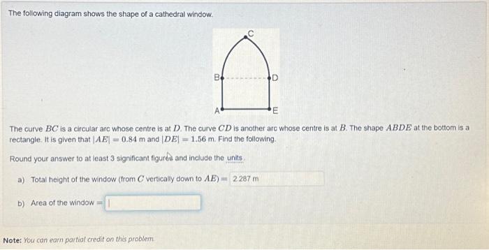 Solved The following diagram shows the shape of a cathedral | Chegg.com