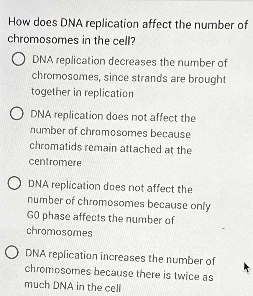 Solved How does DNA replication affect the number of | Chegg.com