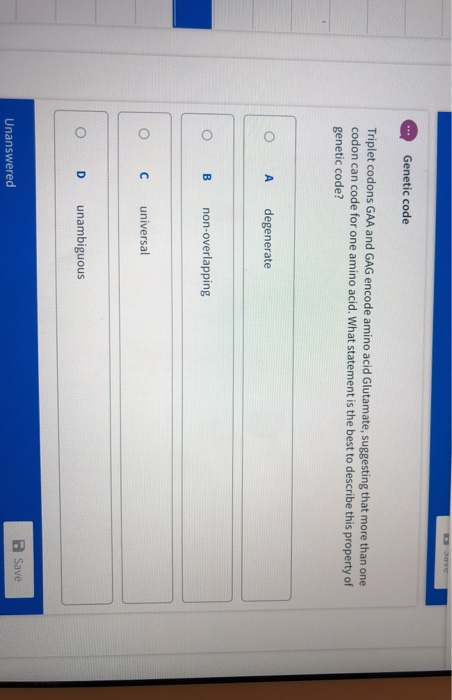 Solved Genetic code Triplet codons GAA and GAG encode amino | Chegg.com