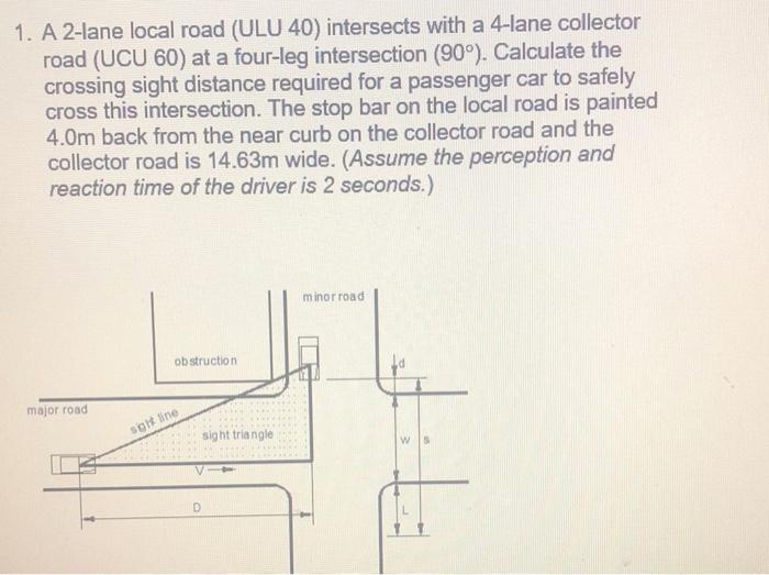 Solved 1. A 2-lane local road (ULU 40) intersects with a | Chegg.com