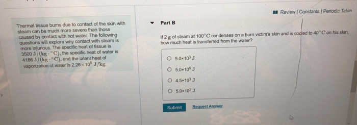 Solved Review Constants Periodic Table Part B W 2 of steam | Chegg.com