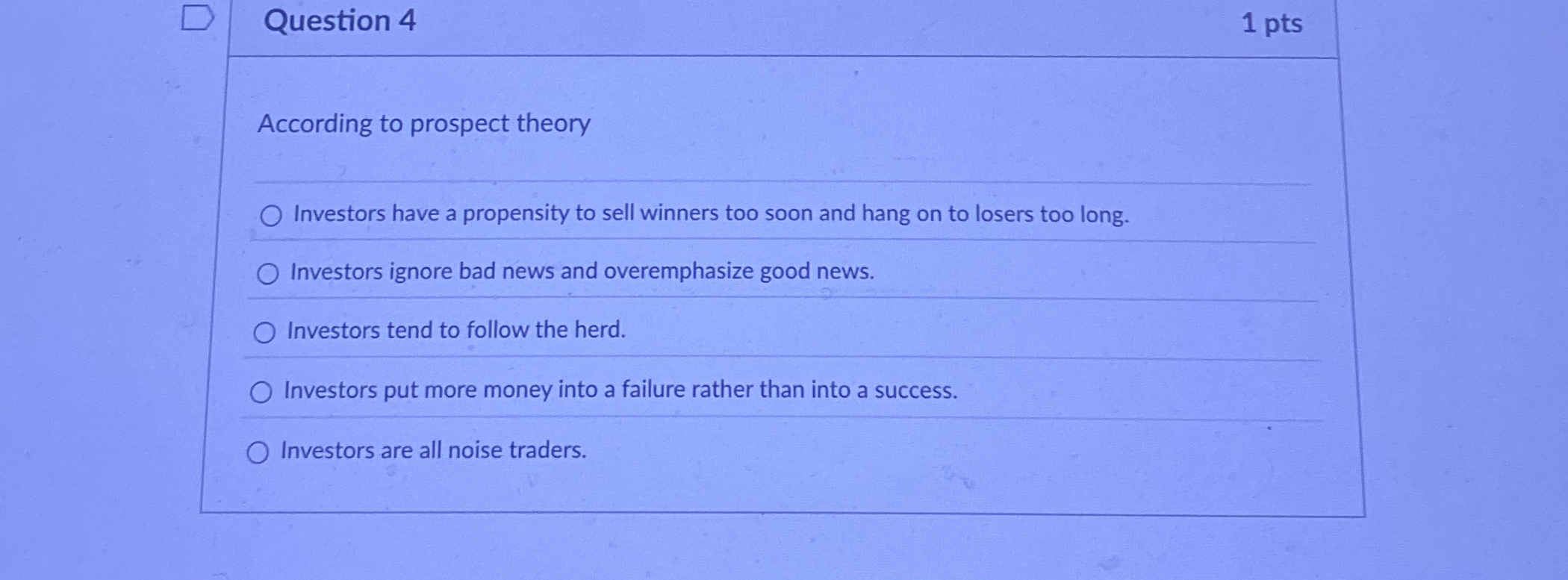 Solved Question 41 ﻿ptsAccording to prospect theoryInvestors | Chegg.com