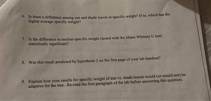 TREE SPECIES Re-read the Introduction to the lab, | Chegg.com