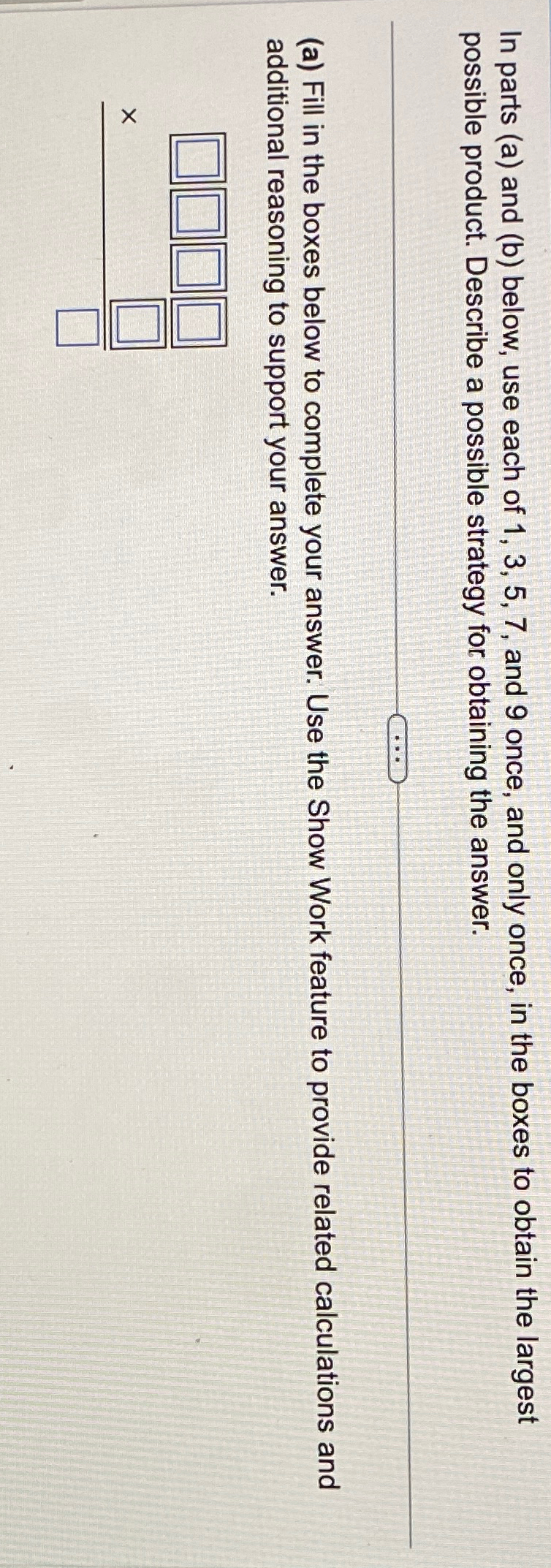 Solved In parts (a) ﻿and (b) ﻿below, use each of 1,3,5,7, | Chegg.com