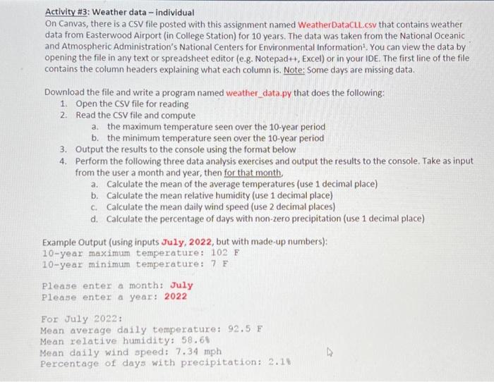 Solved using the following csv file provided at bottom use | Chegg.com