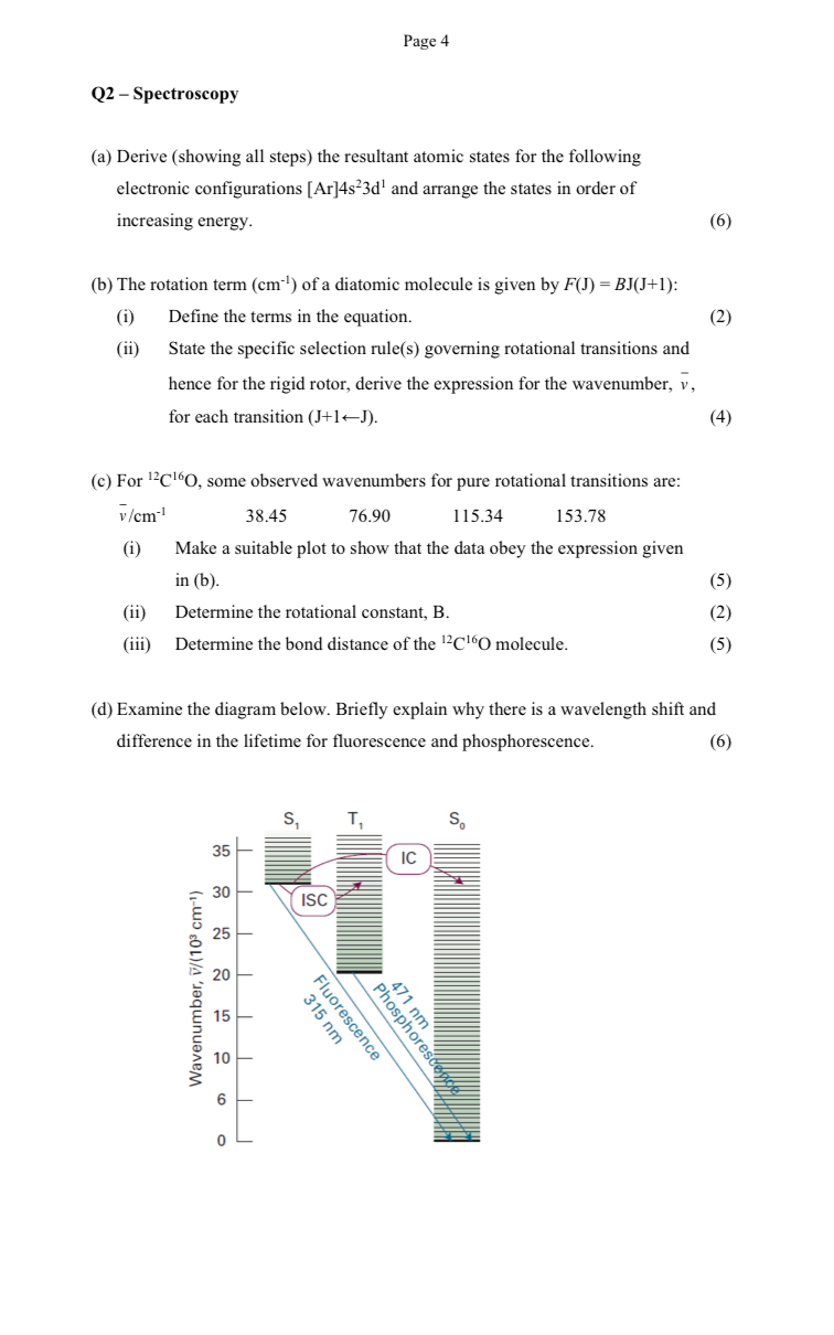 Solved Q2 - ﻿Spectroscopy(a) ﻿Derive (showing all steps) | Chegg.com
