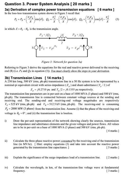 Question 3. Power System Analysis [ 20 marks ] 3a) | Chegg.com