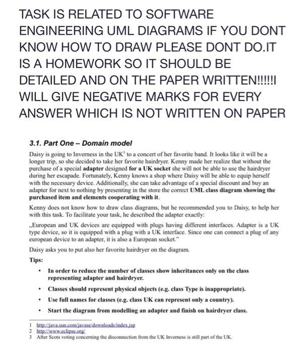 Solved I ONLY ACCEPT PAPER WRITTEN UML CLASS DRAWING.OTHERS | Chegg.com