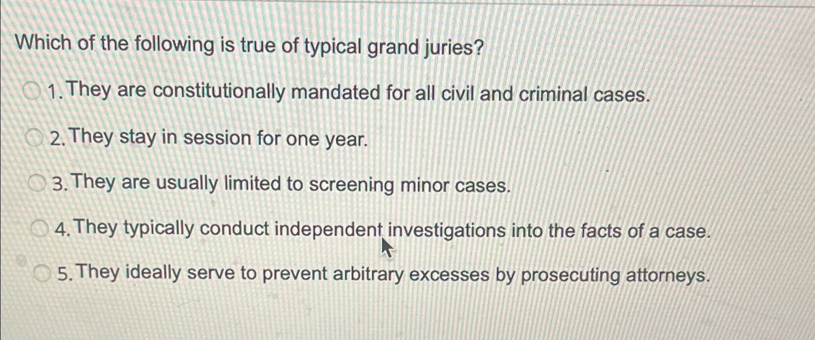 Solved Which of the following is true of typical grand | Chegg.com