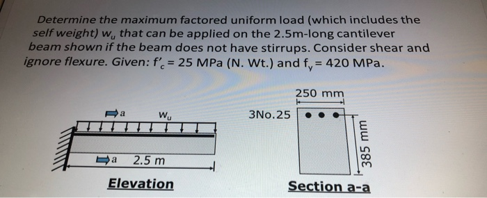 Solved Determine the maximum factored uniform load (which | Chegg.com