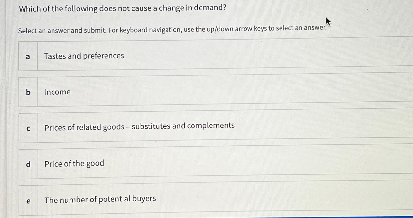 Solved Which of the following does not cause a change in | Chegg.com