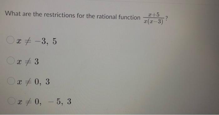 Solved What are the restrictions for the rational function | Chegg.com