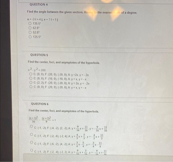 Solved Find the angle between the given vectors. Rouni io | Chegg.com