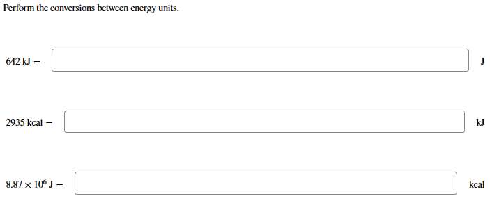 Solved Perform the conversions between energy | Chegg.com