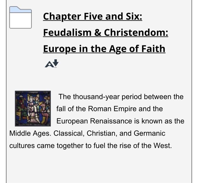 Solved Chapter Five and Six: Feudalism & Christendom: Europe | Chegg.com