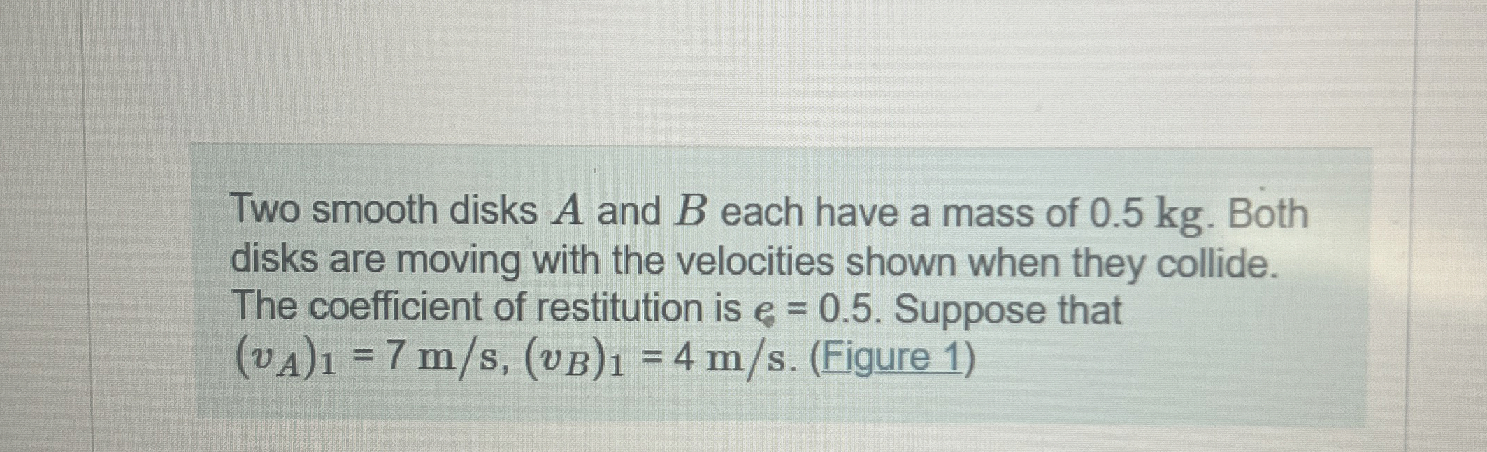 Solved Two smooth disks A and B ﻿each have a mass of 0.5 ﻿kg | Chegg.com