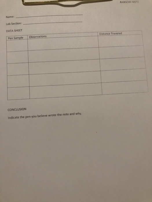 Solved RANSOM NOTE URGENT: Immediate Chromatographie | Chegg.com