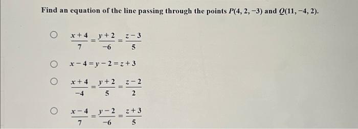 Solved Find an equation of the line passing through the | Chegg.com