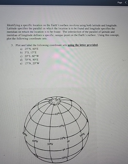 PageIdentifying a specific location on the Earth's | Chegg.com