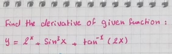 Solved Find the derivative of given function | Chegg.com