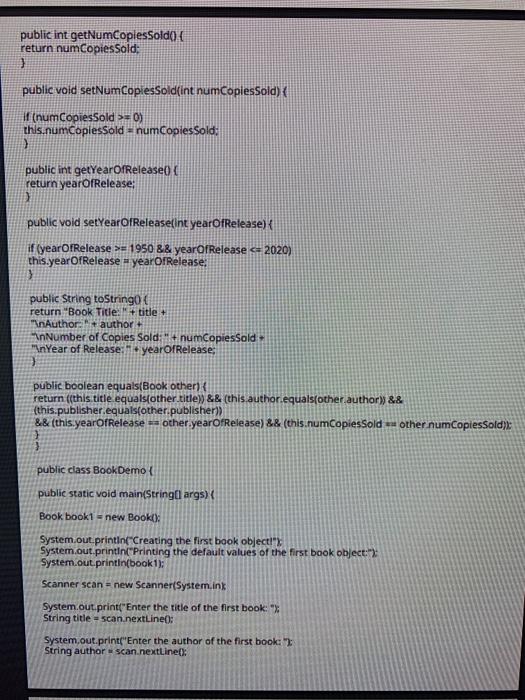 Solved import java.util.Scanner; class Book { private String | Chegg.com