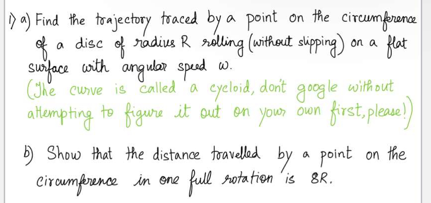 Solved a) ﻿Find the trajectory traced by a point on the | Chegg.com