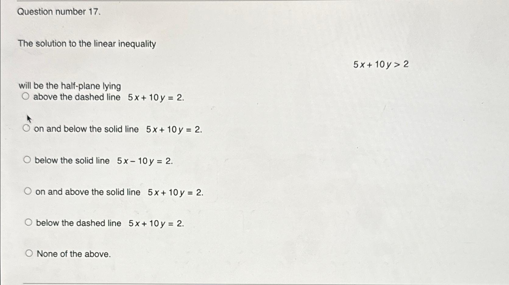 Solved Question number 17.The solution to the linear | Chegg.com