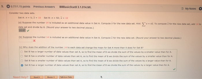 Solved 5. 0.77/1.15 points Previous Answers BBBasicStat8 | Chegg.com
